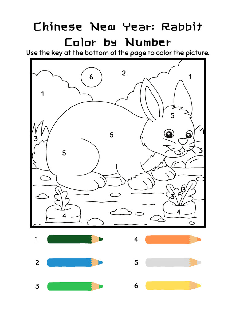 Red and White Fun Chinese New Year Numbers Coloring Worksheet | PDF