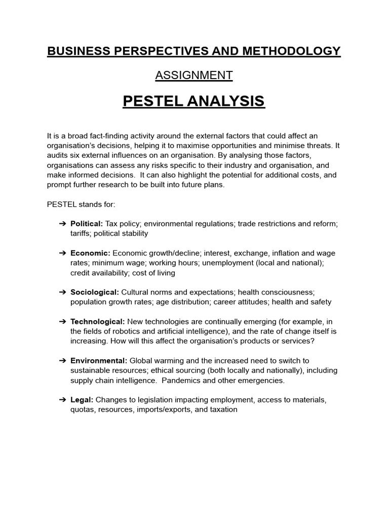 PESTEL Assignment | PDF | Cost Of Living | Inflation