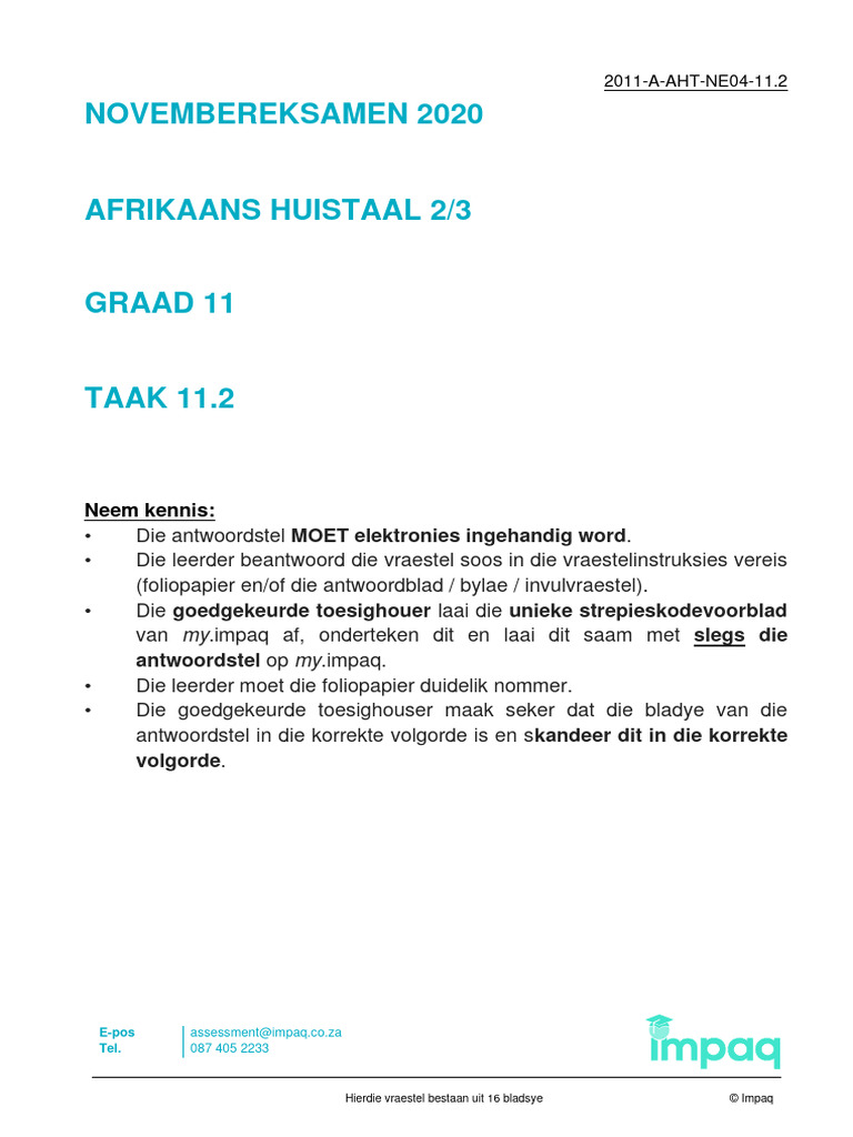 2020-AHT-Graad 11-November Eksamen - Vraestel 2 | PDF 2020-AHT-Graad 11-November Eksamen - Vraestel 2 | PDF
