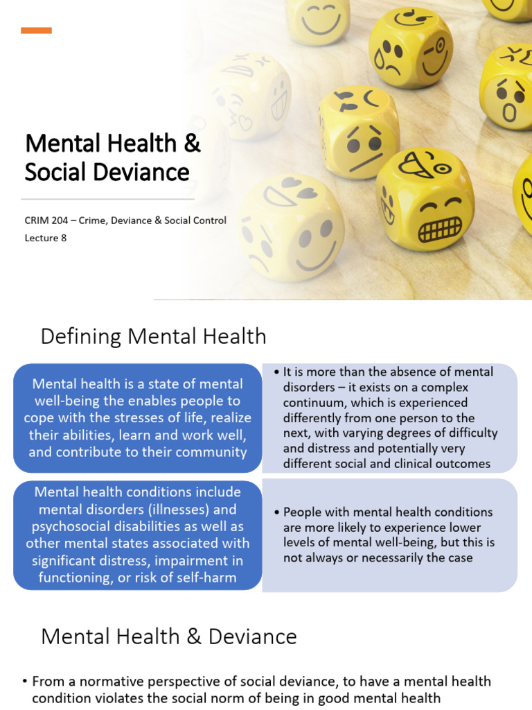 8 - Mental Health & Deviance | PDF | Mental Disorder | Developmental Disorder