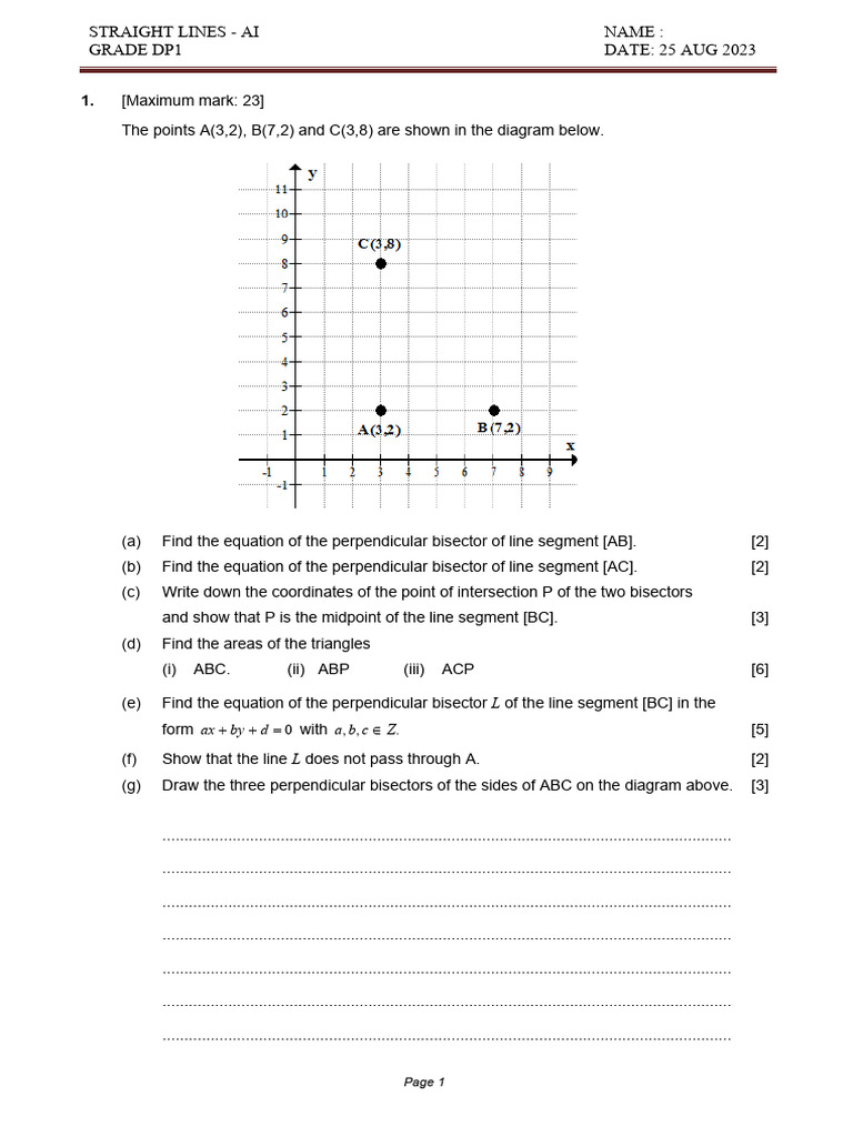 Worksheet_Straight_Lines AISL | PDF | Equations | Perpendicular
