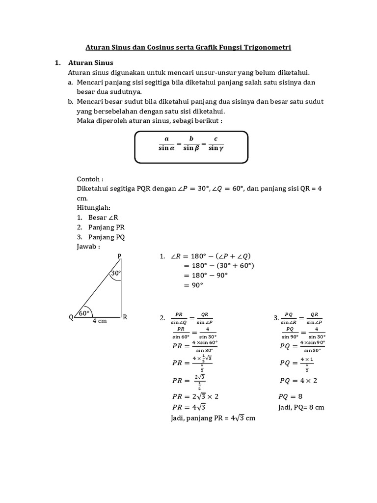 Aturan Sinus Dan Cosinus Serta Grafik Fungsi Trigonometri | PDF