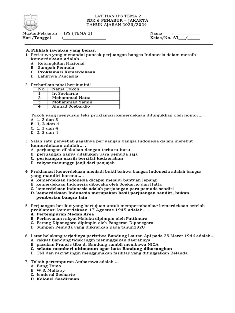 Jawaban LKS Tema 2 IPS | PDF