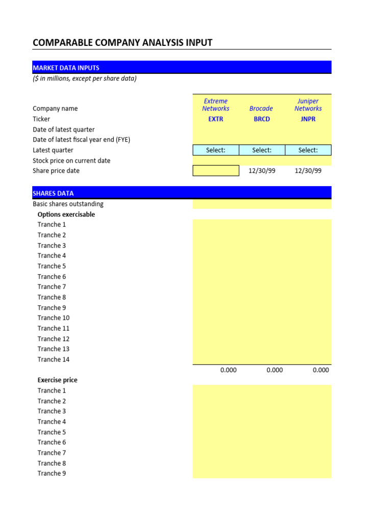 Comparable Company Template EMPTY | PDF | Net Income | Income