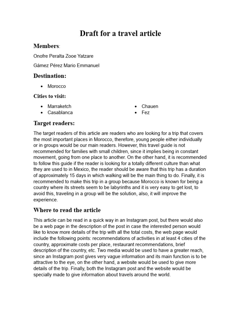 Travel Article | PDF | Morocco