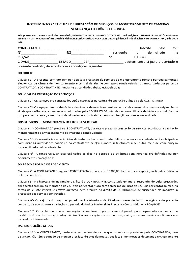 Contrato Monitoramento | PDF | Direito Privado