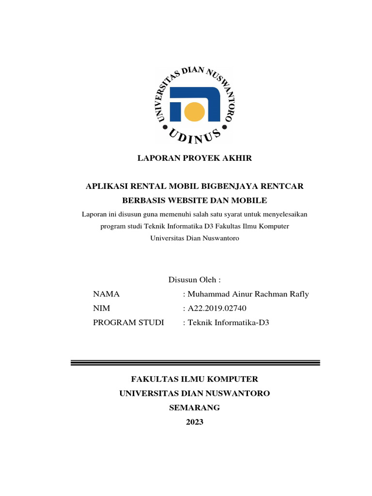 Laporan Porjek Akhir D3 Teknik Informatika | PDF