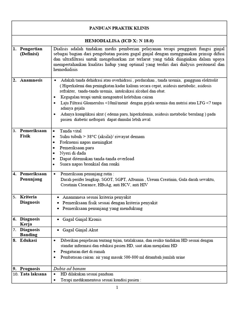 Panduan Hemodialisa dan Transfusi | PDF