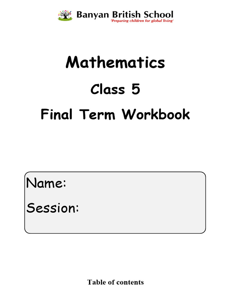 Class 5 Final Term Math Workbook | PDF | Litre | Area