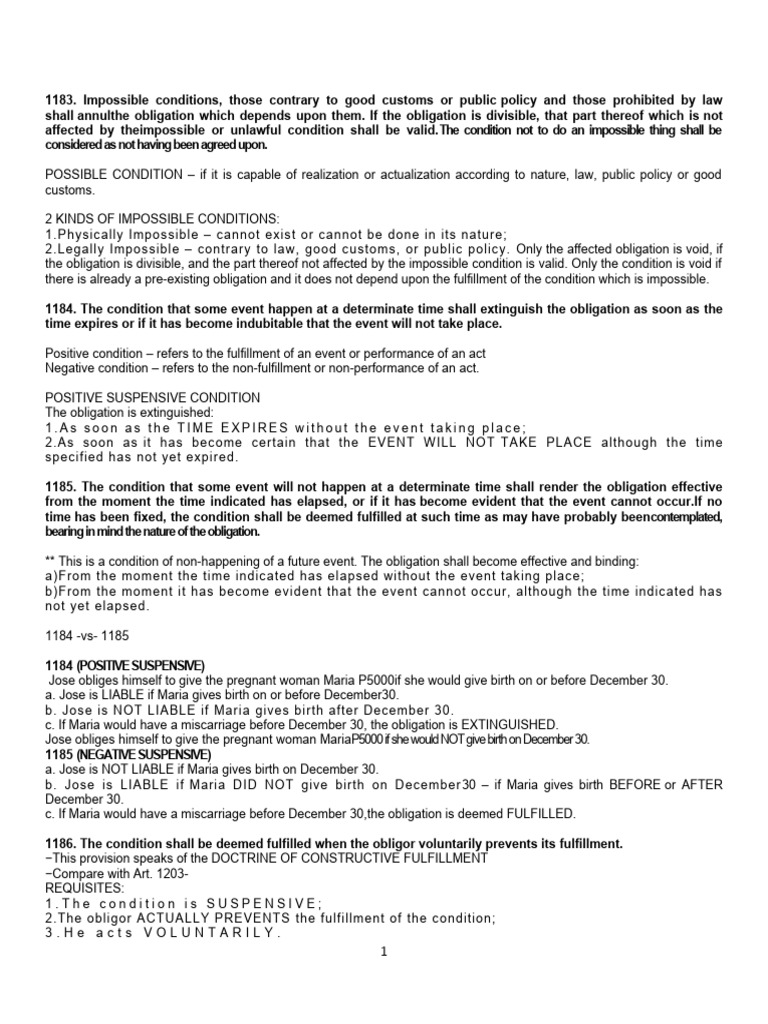 Conditions in Obligations: Legal Overview | PDF | Guarantee | Law Of ...