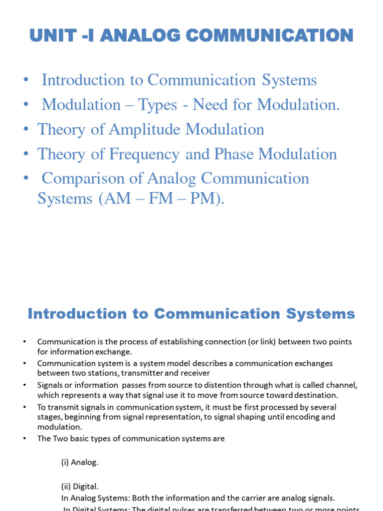 Unit 1 | PDF | Frequency Modulation | Modulation