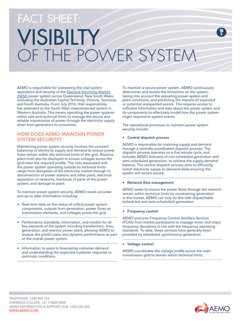 AEMO Fact Sheet Visibility of The Power System | PDF | Photovoltaics ...