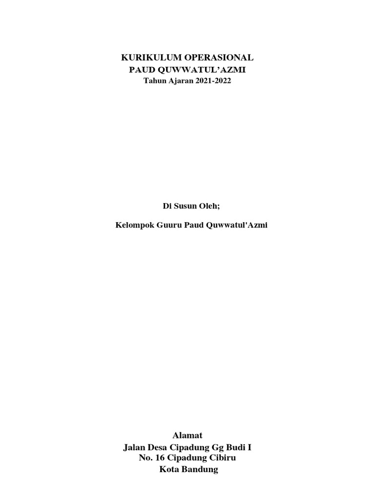 Kosp Paud Quwwatul Azmi | PDF