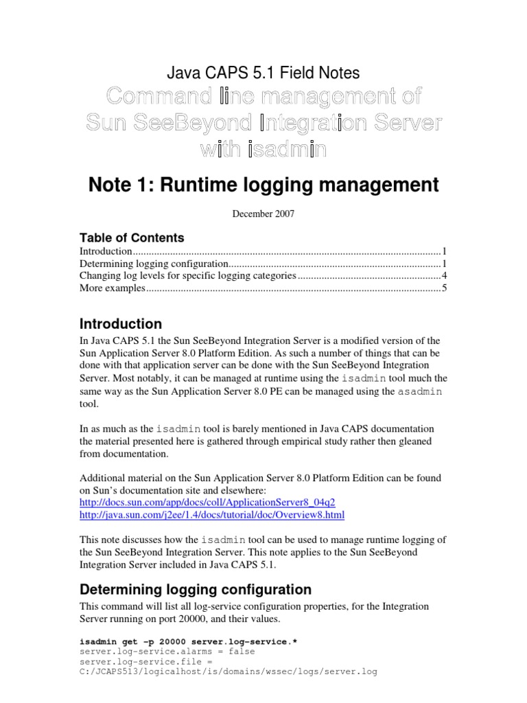 Java CAPSasadminloggingmanagement | PDF | Application Server | Java (Programming Language)