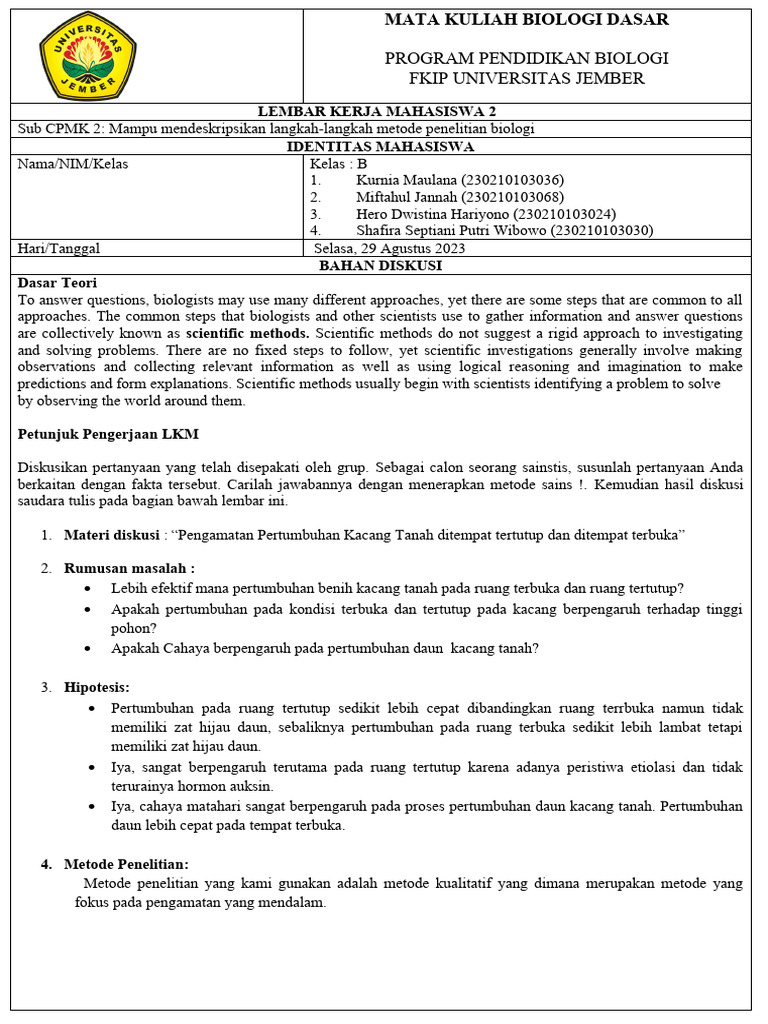 LKM METODE ILMIAH (Biodas) | PDF