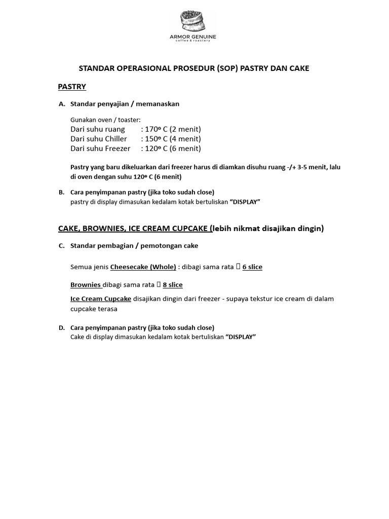 Sop Pastry & Cake - V2 | PDF