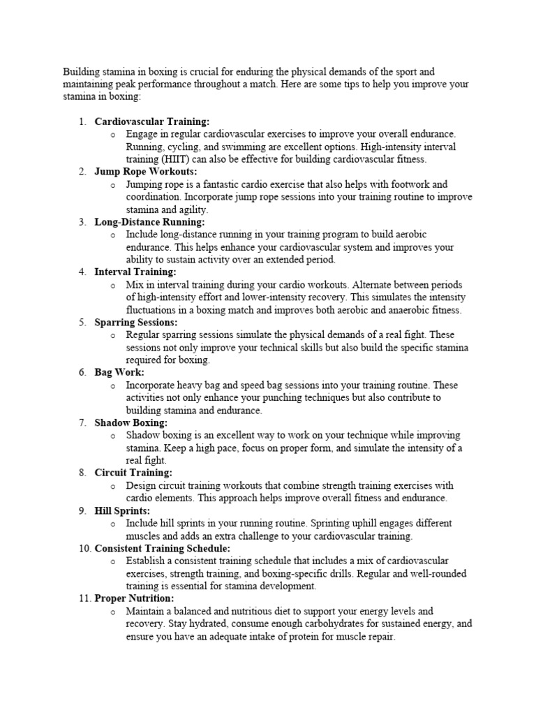 Boost Boxing Stamina: Essential Tips | PDF | Aerobic Exercise | High ...