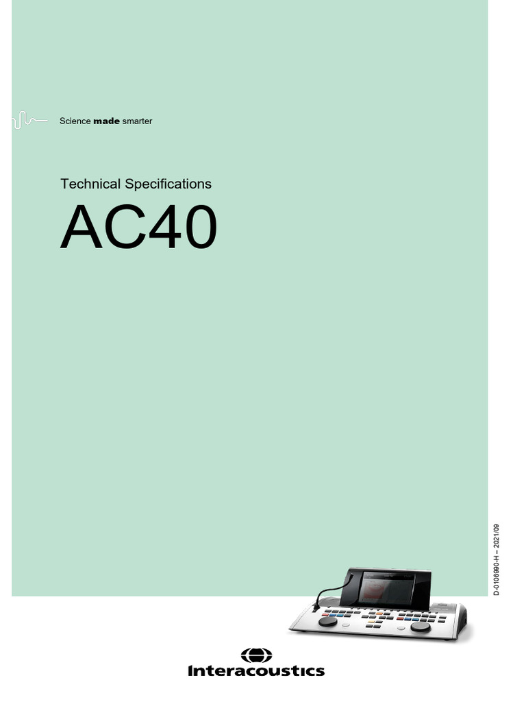 Interacoustics AC40 Clinical Audiometer Technical Specifications | PDF ...