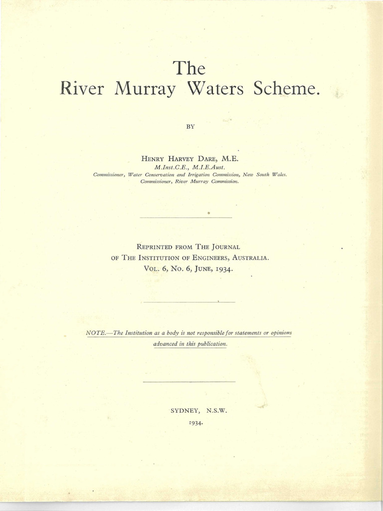 The River Murray Waters Scheme - Dare 1934 | PDF | Spillway | Dam