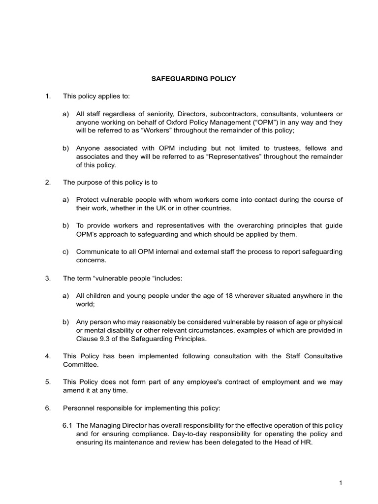 Safeguarding Policy | PDF | Human Rights | Justice