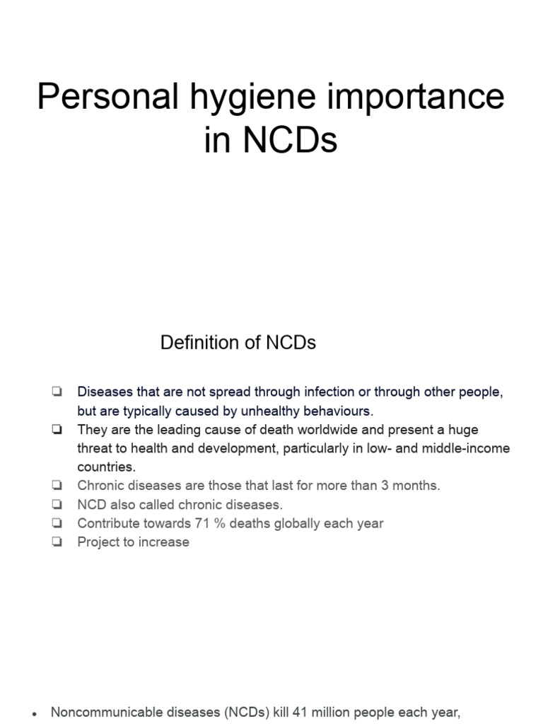 Role of Personal Hygiene in Non Communicable Diseases | PDF | Non ...