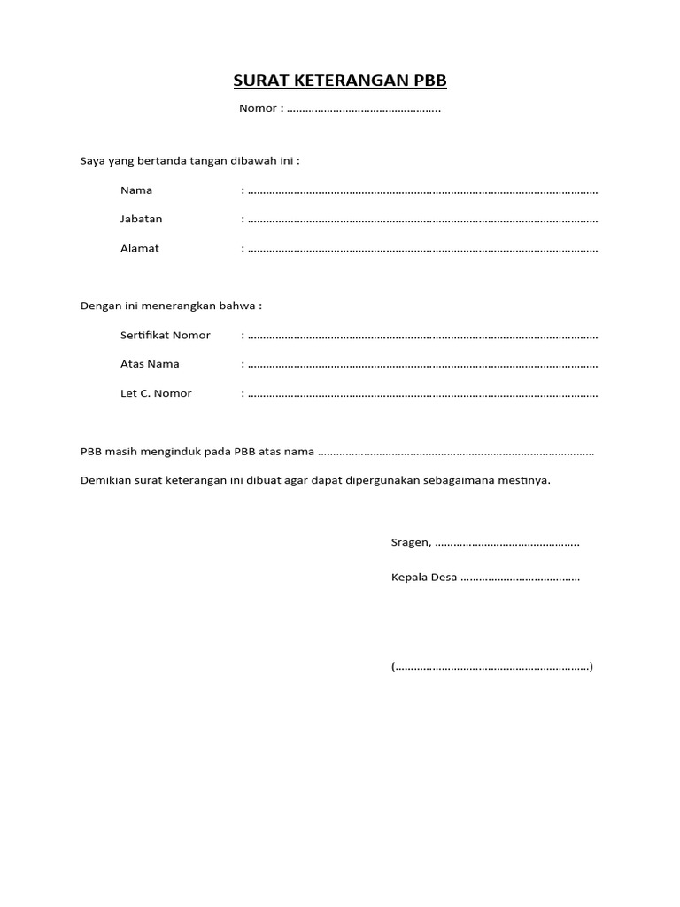 FORM Surat Keterangan PBB | PDF