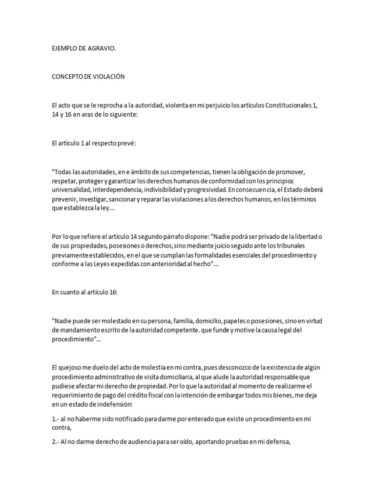 Ejemplo de Agravio en Procedimiento Administrativo | PDF