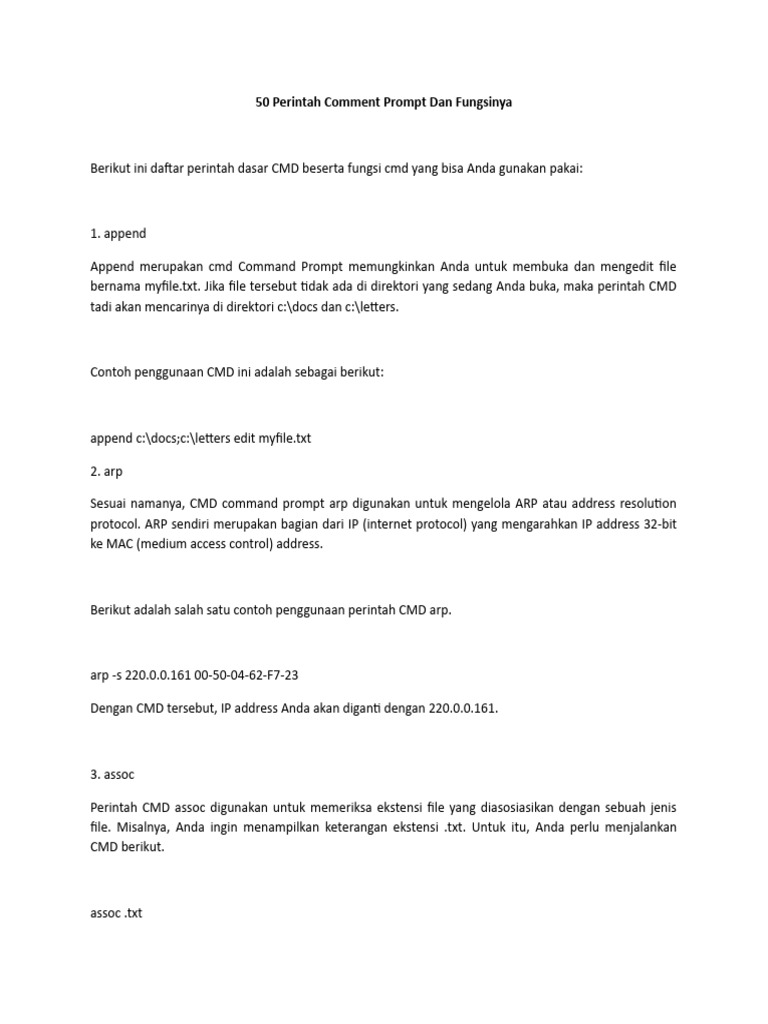 50 Perintah Dasar Command Prompt | PDF