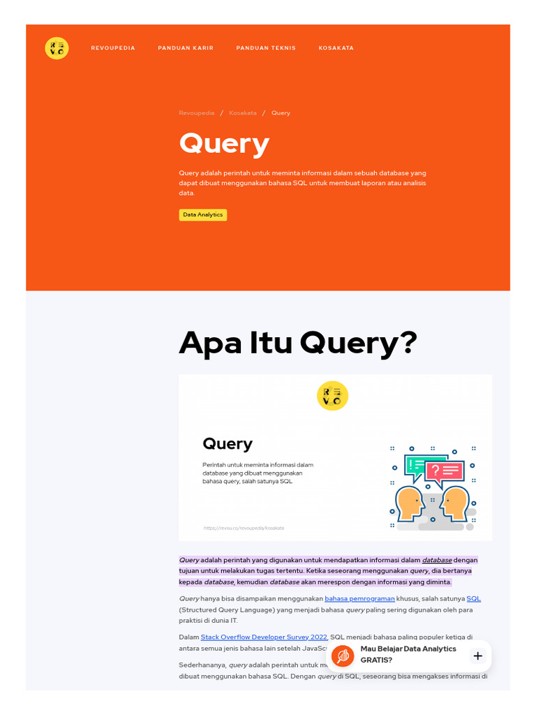 Apa Itu Query - Pengertian Dan Contoh 2023 - RevoU | PDF | Teknologi ... Apa Itu Query - Pengertian Dan Contoh 2023 - RevoU | PDF | Teknologi ...