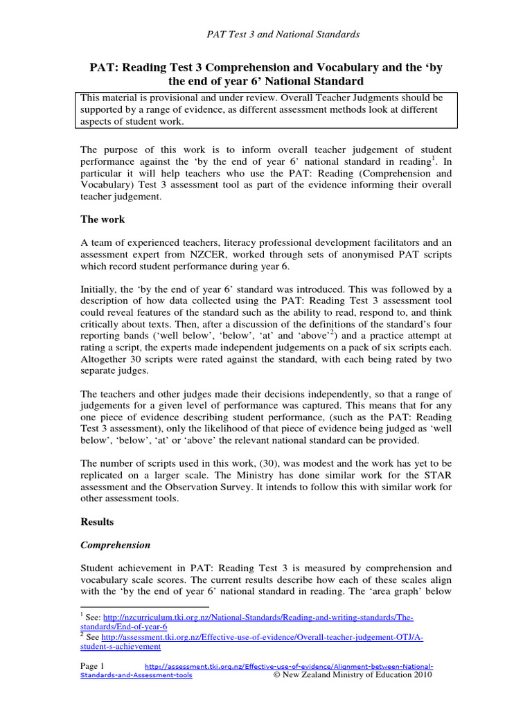 PAT 5F Reading Test 3 Comprehension and Vocabulary and The ++ 'by+the ...