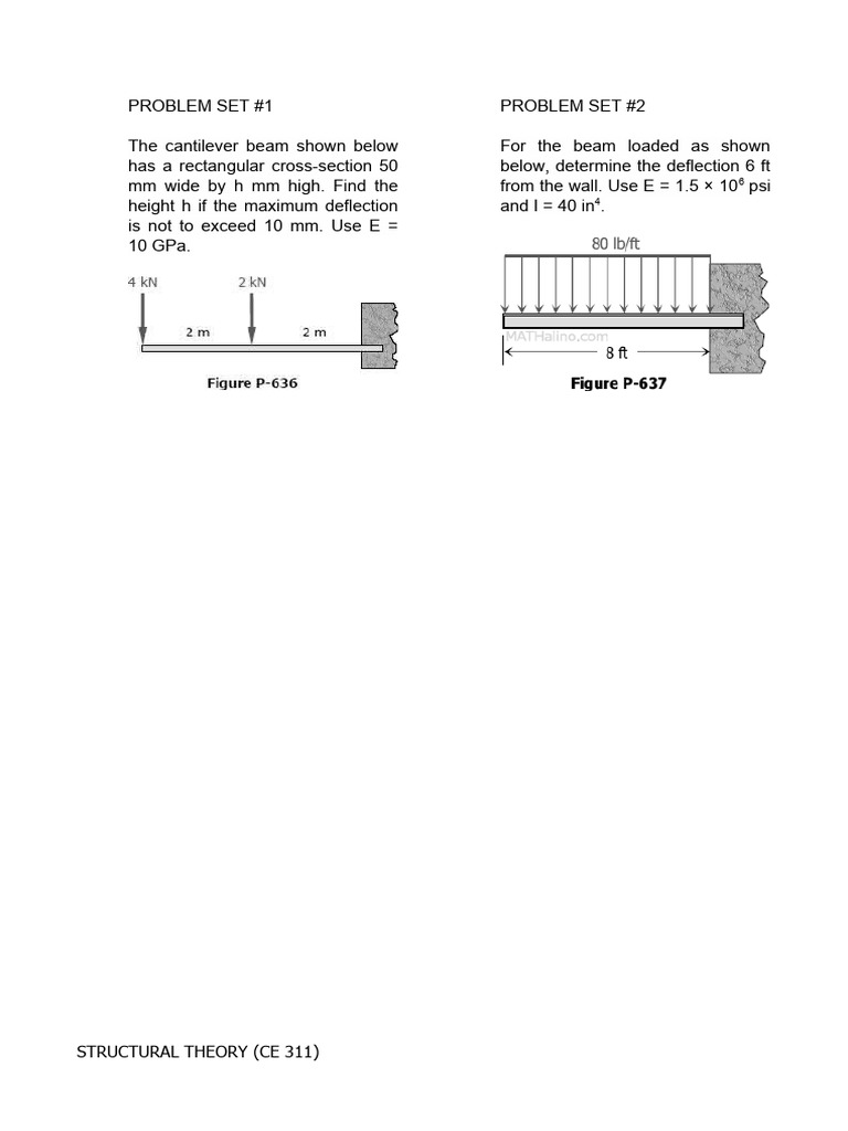 PROBLEM SET STRUCTURAL THEORY | PDF | Beam (Structure) | Mechanics