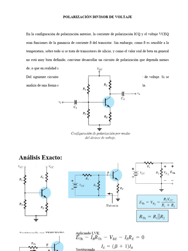 Transistores P4 Pol Divisor de Voltaje | PDF | Transistor | Resistencia Eléctrica y Conductancia
