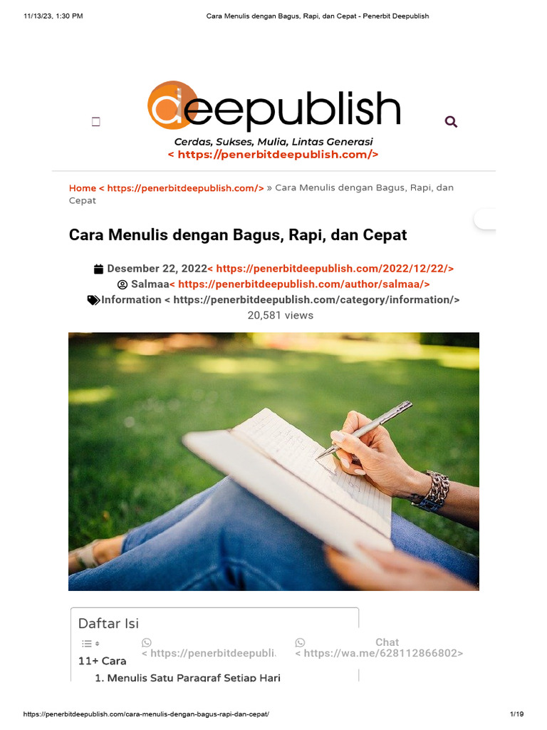Cara Menulis Dengan Bagus, Rapi, Dan Cepat - Penerbit Deepublish | PDF