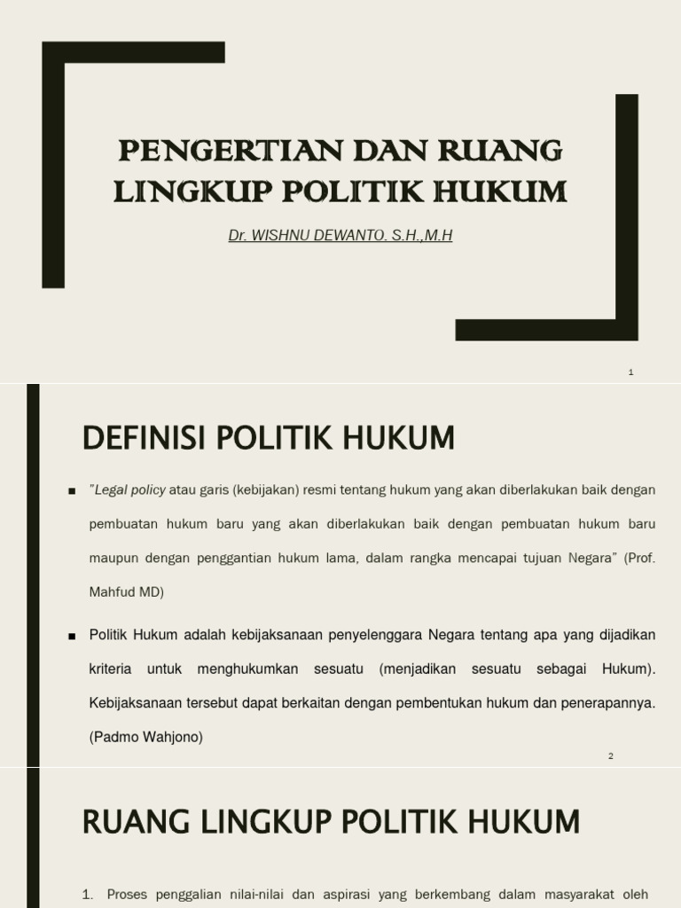 01-Pengertian Dan Ruang Lingkup Politik Hukum | PDF
