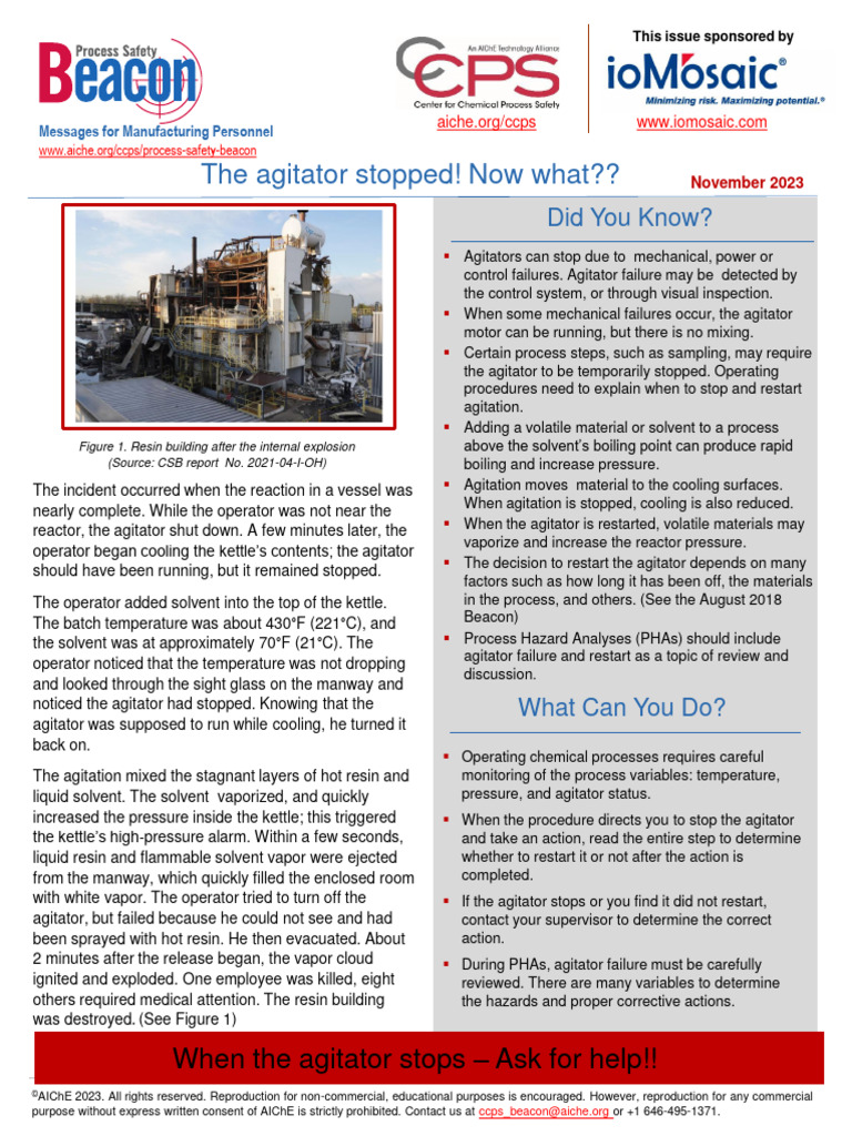 Process Safety Beacon Nov-2023 | PDF | Boiling | Chemical Reactor