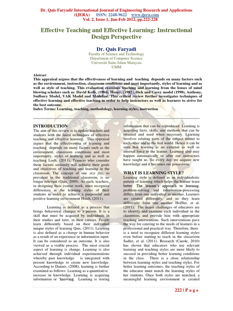 Effective Teaching & Learning Strategies | PDF | Learning | Learning Styles