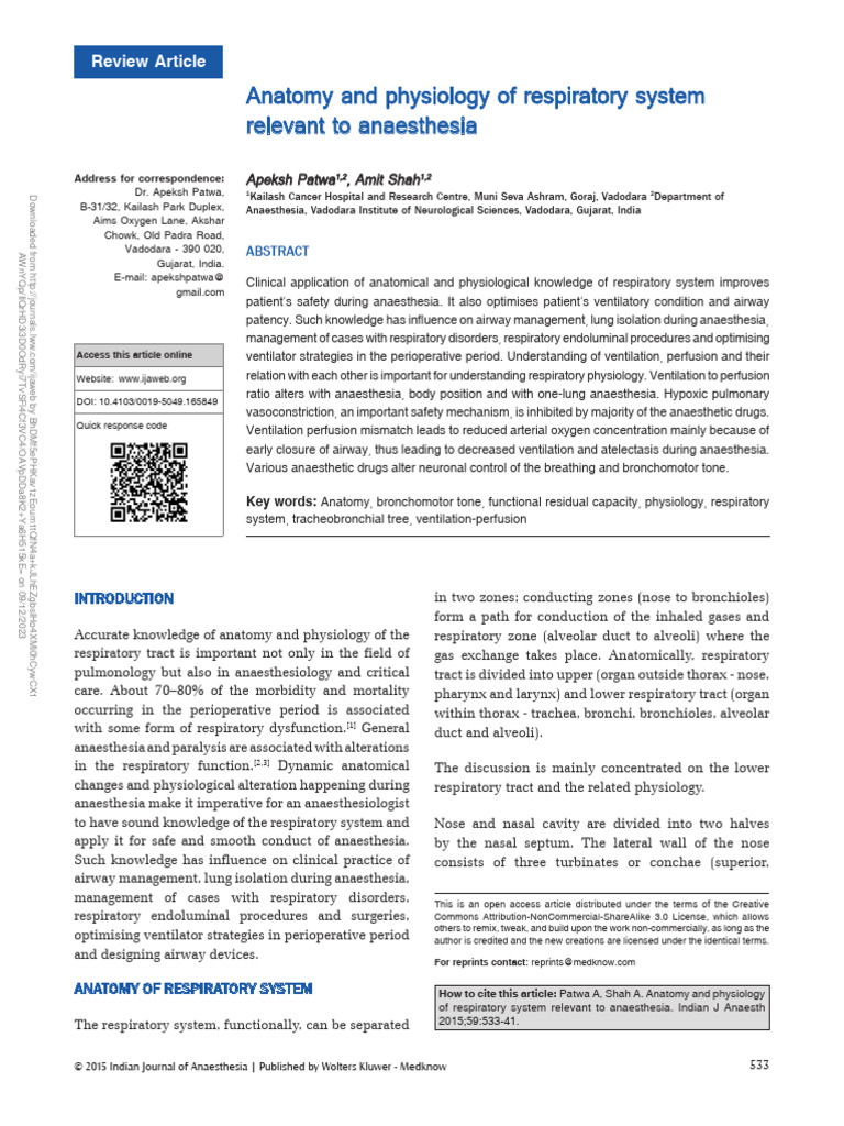 Anatomy and Physiology of Respiratory System.1 | PDF | Respiratory ...
