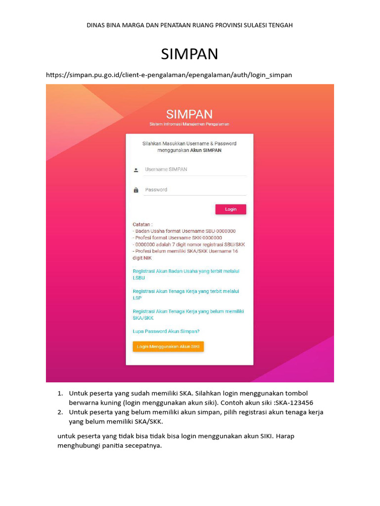 Tutorial Simpan Dan Portal Dinas Bina Marga Dan Penataan Ruang Provinsi ...