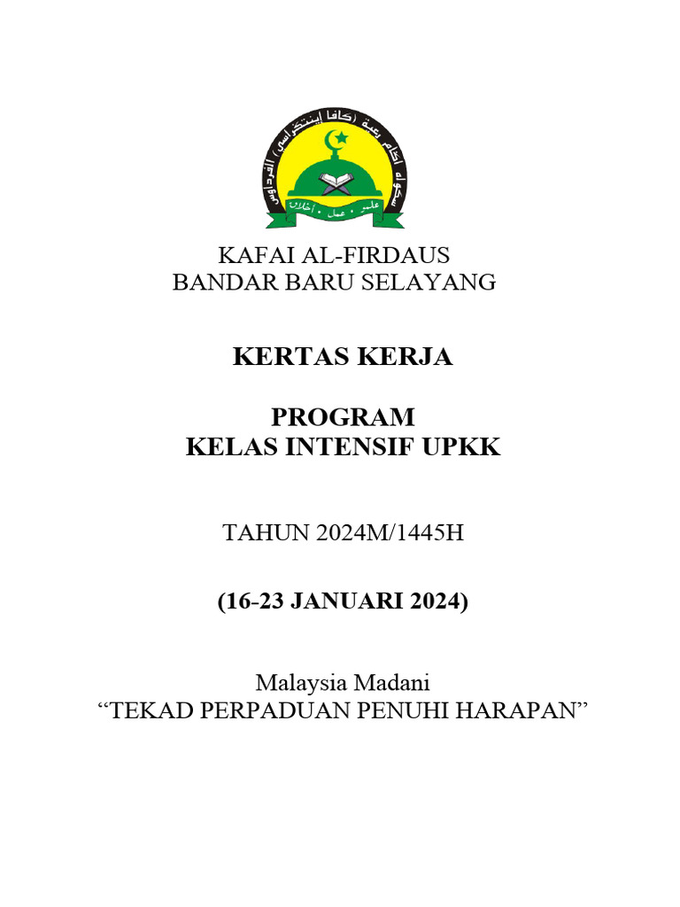 Aini Kertas Kerja Kelas Intensif Upkk 2024 Pdf