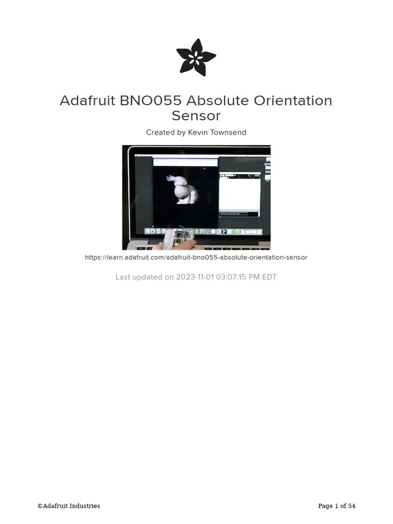 Adafruit Bno055 Absolute Orientation Sensor Pdf Arduino 3 D Computer Graphics
