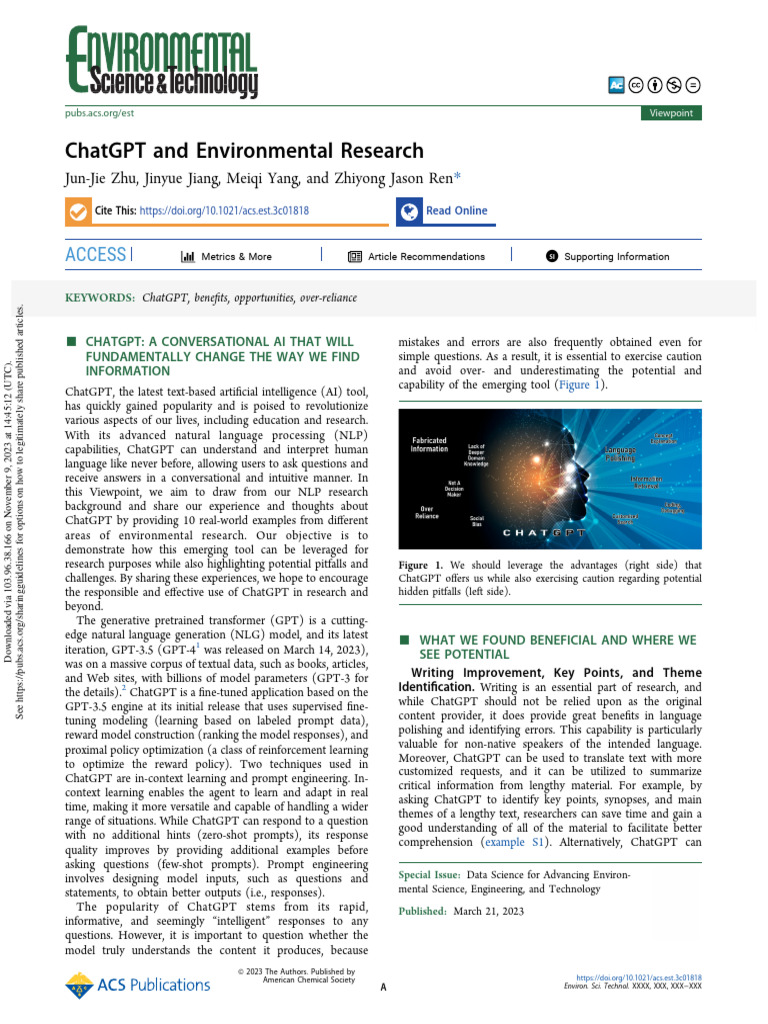 ChatGPT's Role in Environmental Research | PDF | Artificial ...