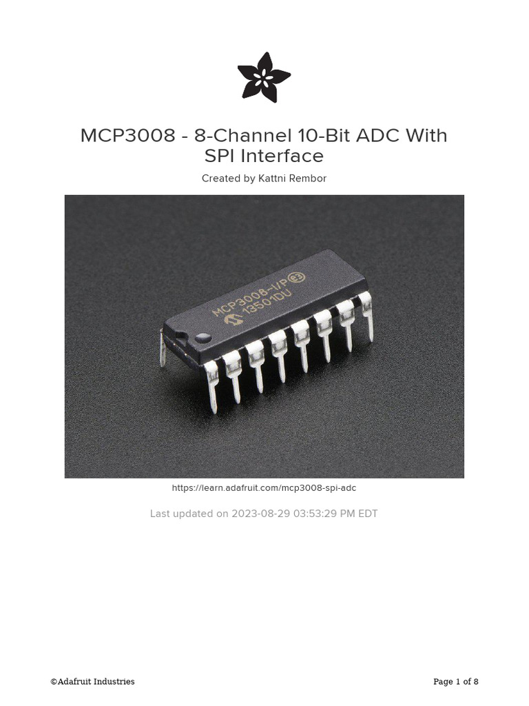 mcp3008 Spi Adc | PDF | Analog To Digital Converter | Microcontroller