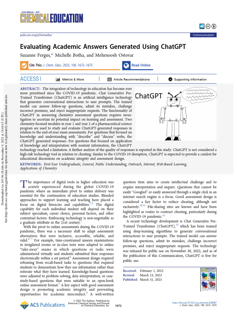 Fergus Et Al 2023 Evaluating Academic Answers Generated Using Chatgpt ...