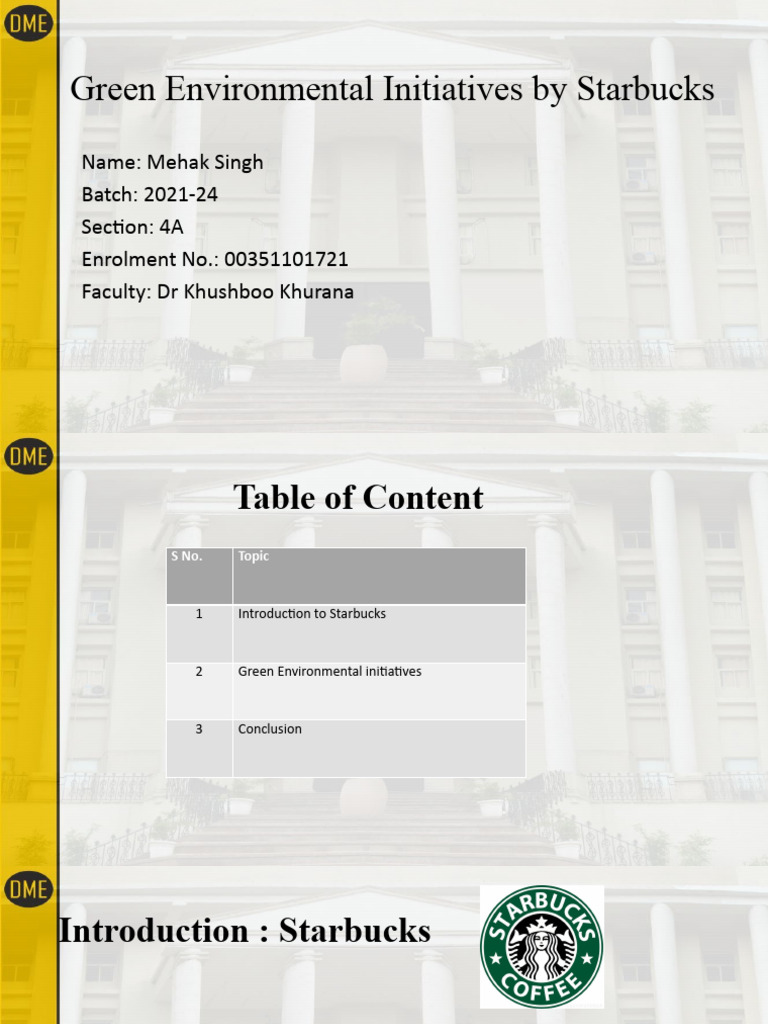 Green Environmental Initiatives by Starbucks | PDF | Starbucks ...