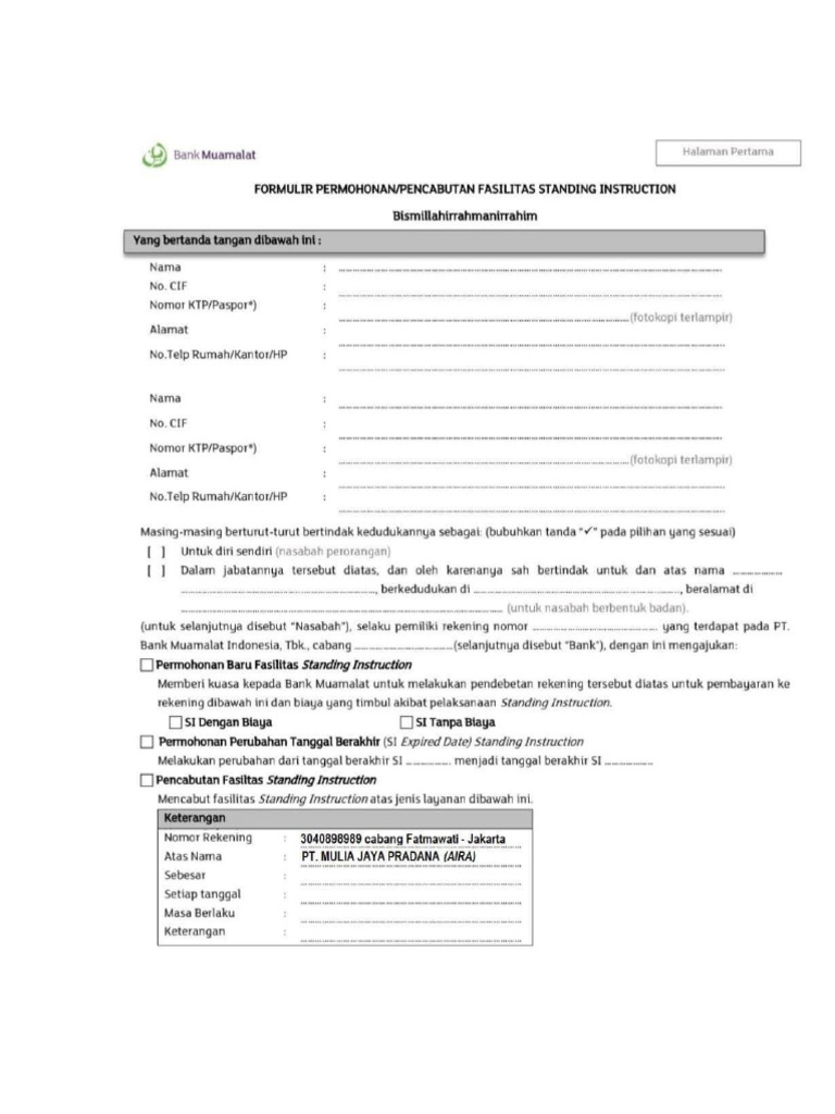 Formulir Si Muamalat | PDF | Bisnis | Hukum