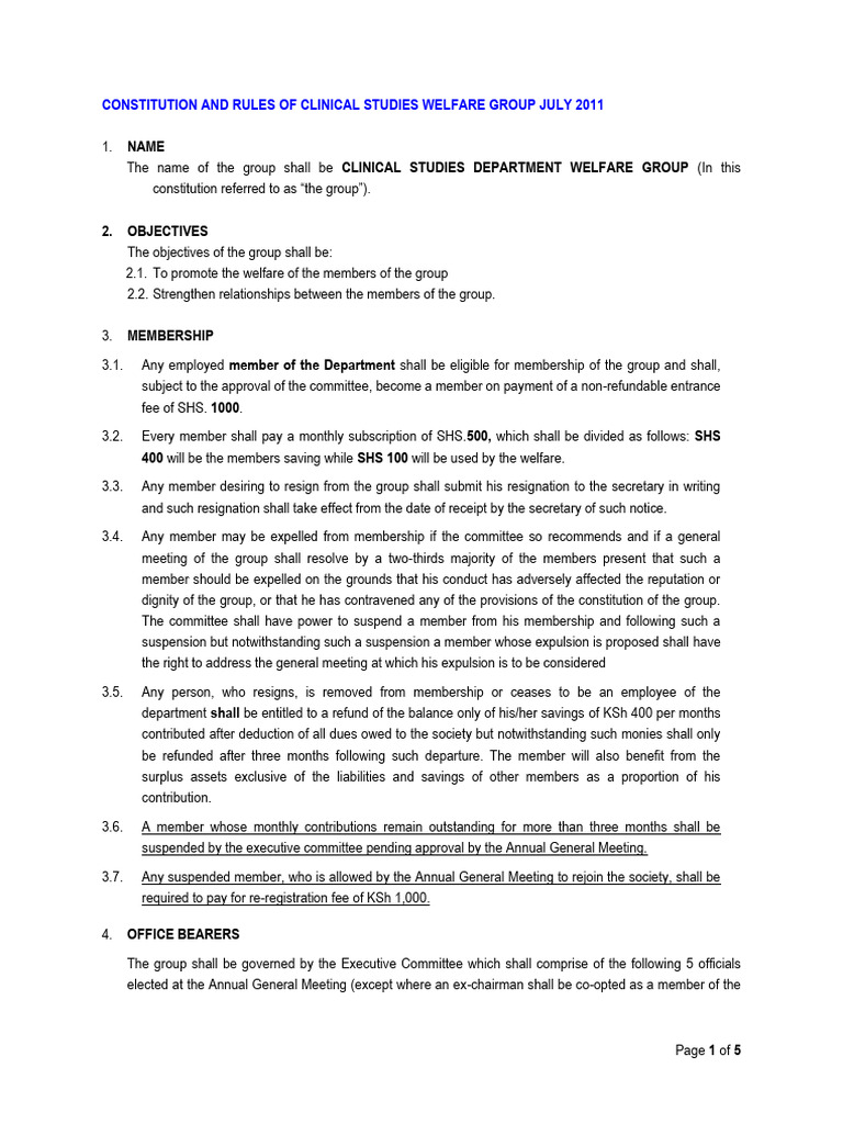 CSD Welfare Constitution Revised 2011 | PDF | Banks | Loans