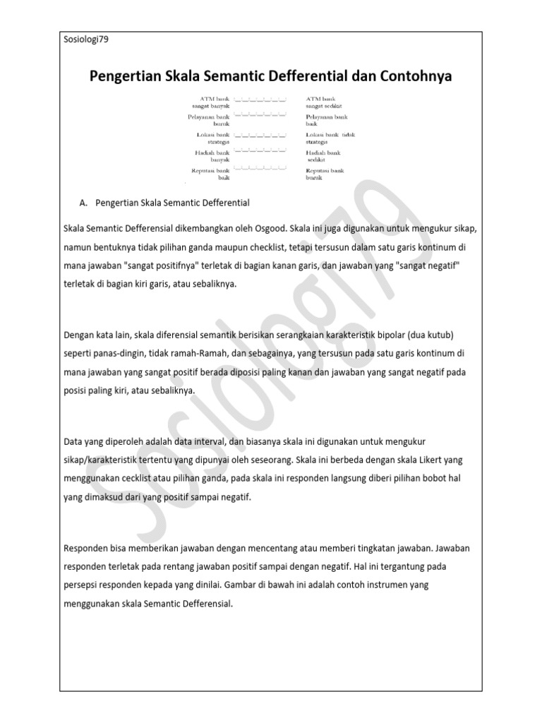 Pengertian Skala Semantic Defferential dan Contohnya | PDF