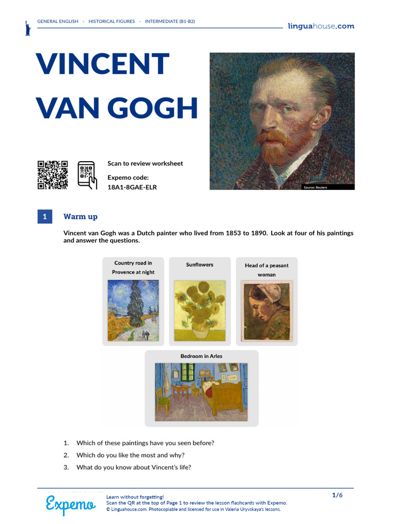 Vincent van Gogh: Intermediate English Lesson | PDF