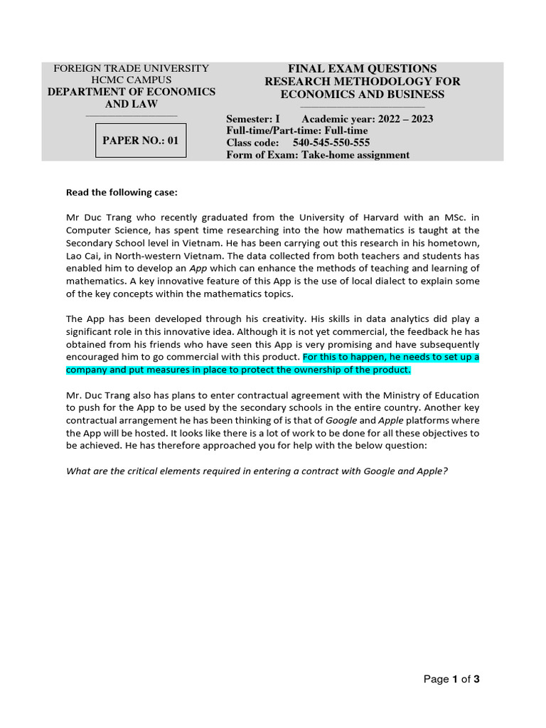 Final Exam - Introduction To Law 11 December 2022 | PDF | Mathematics ... Final Exam - Introduction To Law 11 December 2022 | PDF | Mathematics ...