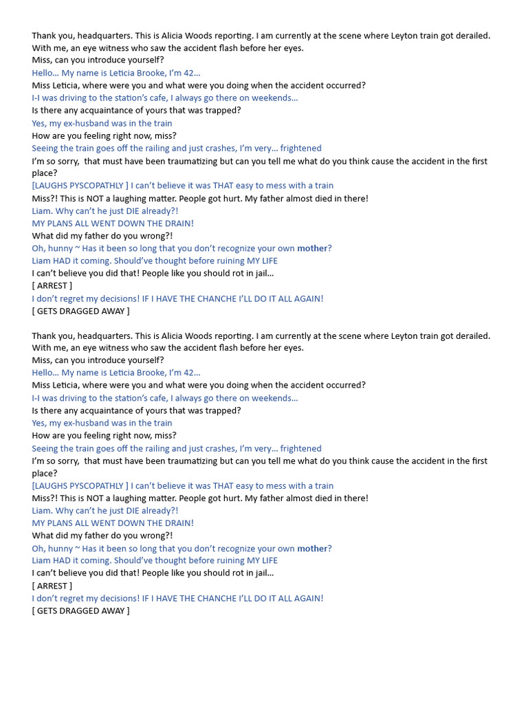 Script English Activiti - Leyton Derailed Train | PDF